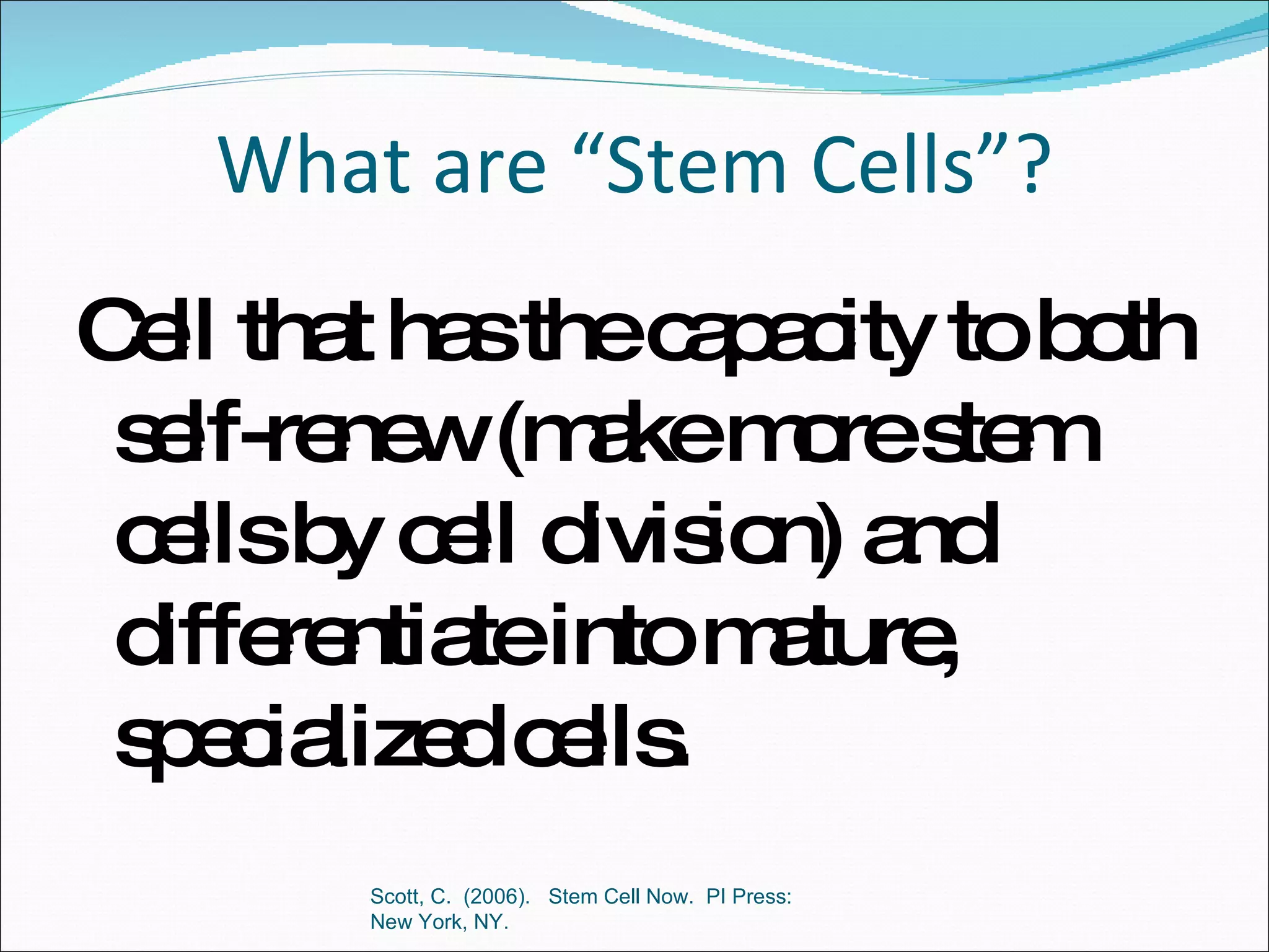 Stem Cell Research (HED 100) | PPT
