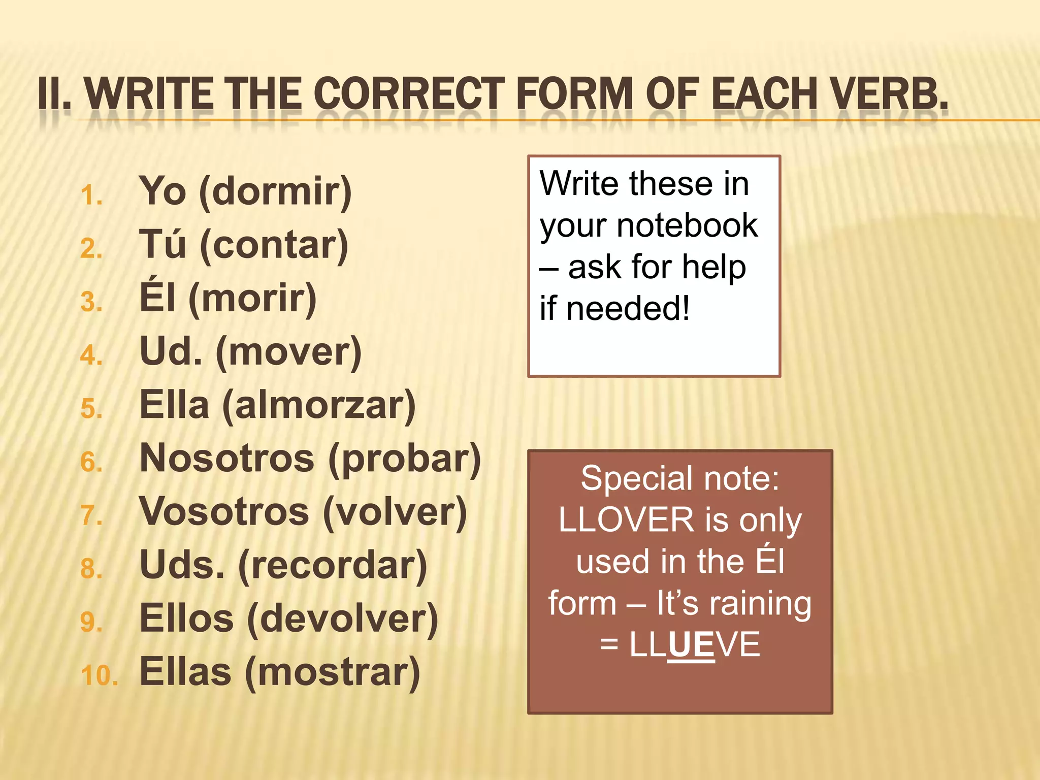 Stem changing verbs | PPTX