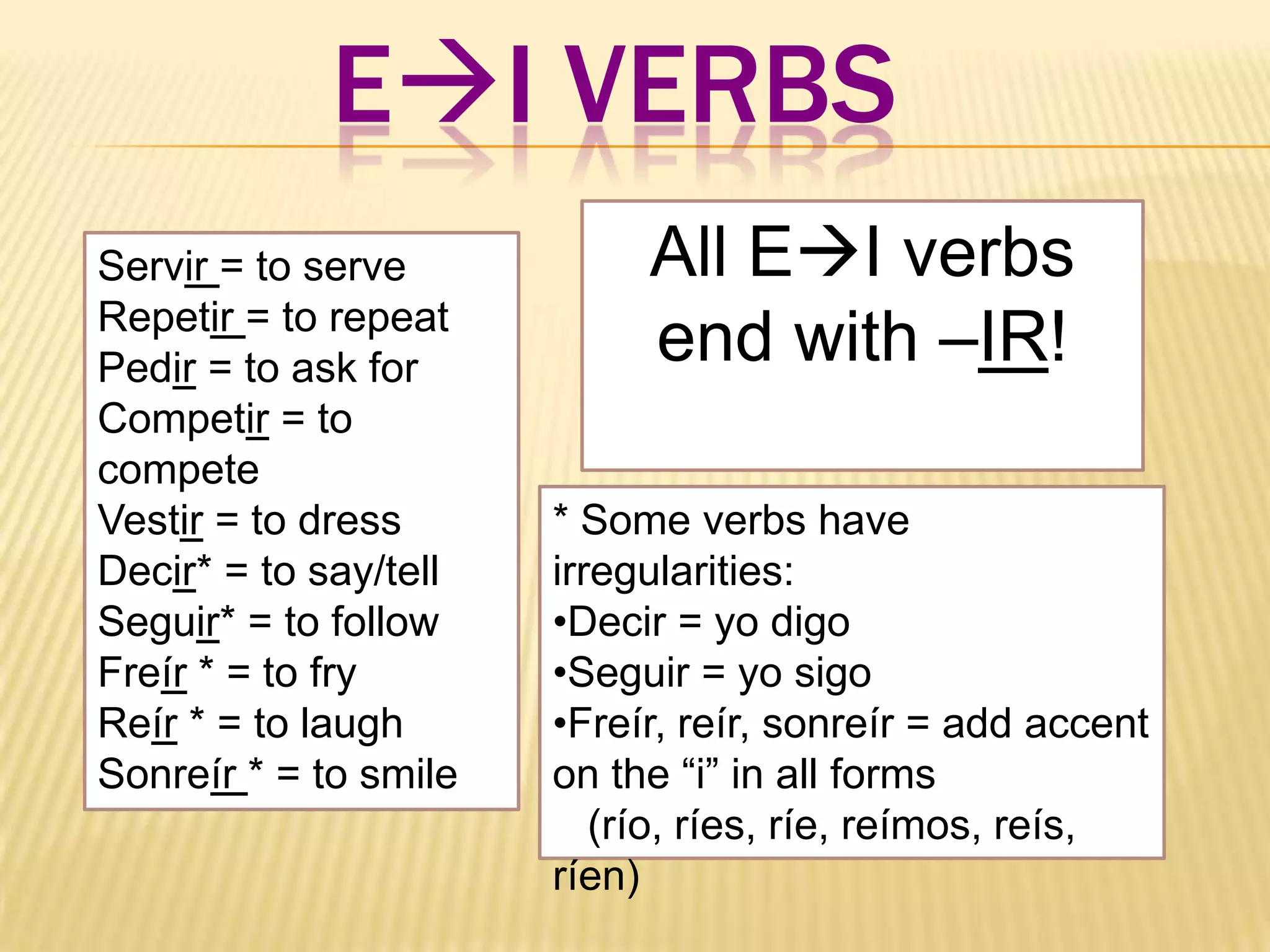 Stem changing verbs | PPTX