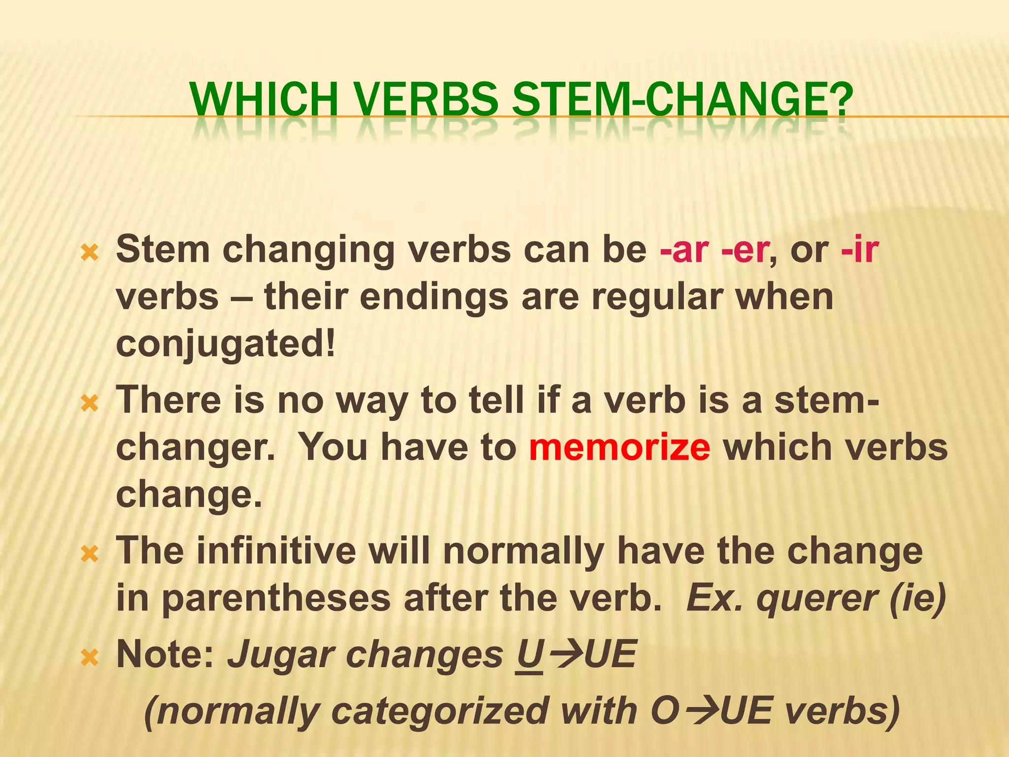 Stem changing verbs | PPTX