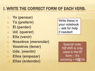 Stem changing verbs | PPTX