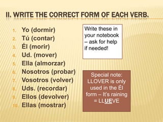 Stem changing verbs | PPTX