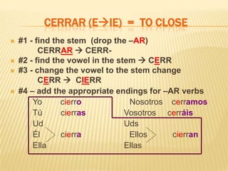 Stem changing verbs | PPTX