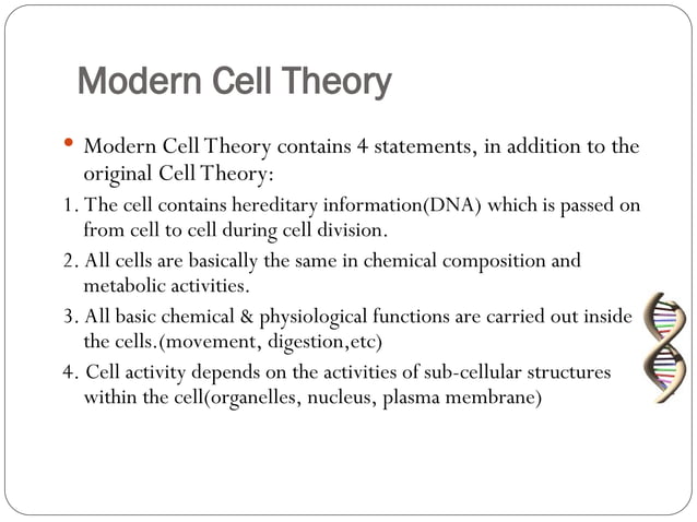 CELL THEORY- DISCUSSION OF DIFF. THEORY. | PPT