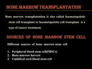 STEM CELL / BONE MARROW TYPES PROCESS TRANSPLANTATION AND TREATMENT | PPTX