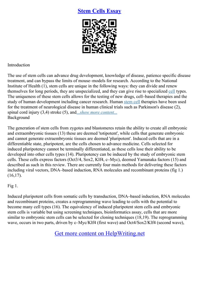 Stem Cell Essay Outline | PDF