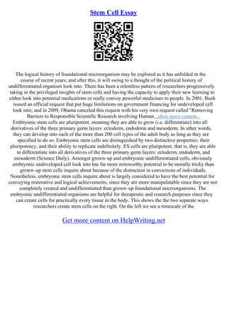 Stem Cell Essay Outline | PDF
