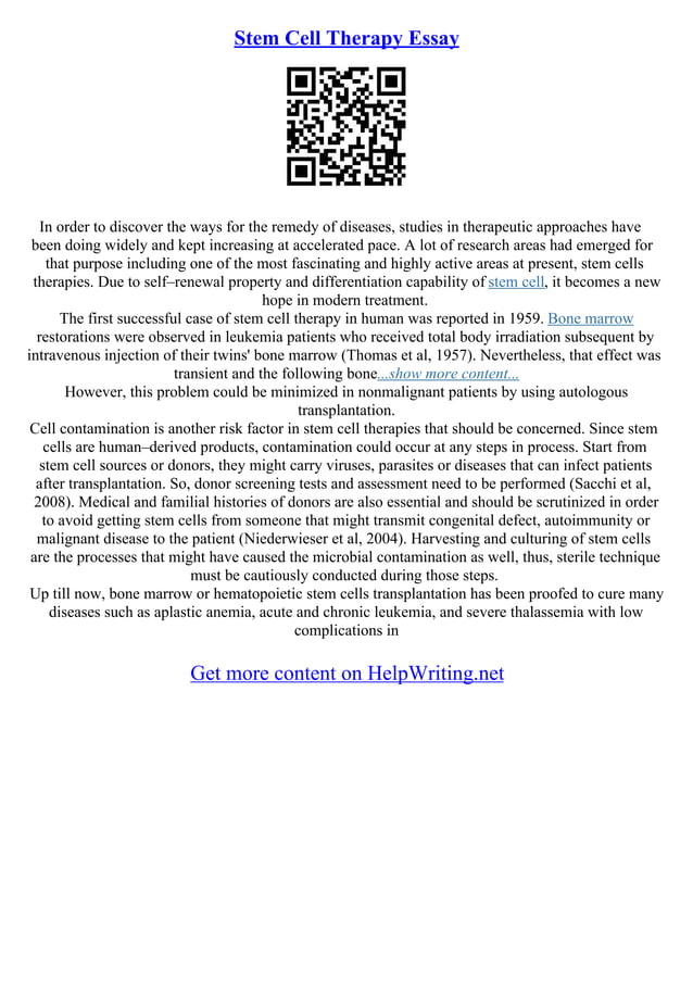 Stem Cell Essay Outline | PDF | Free Download