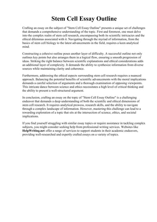 Stem Cell Essay Outline | PDF