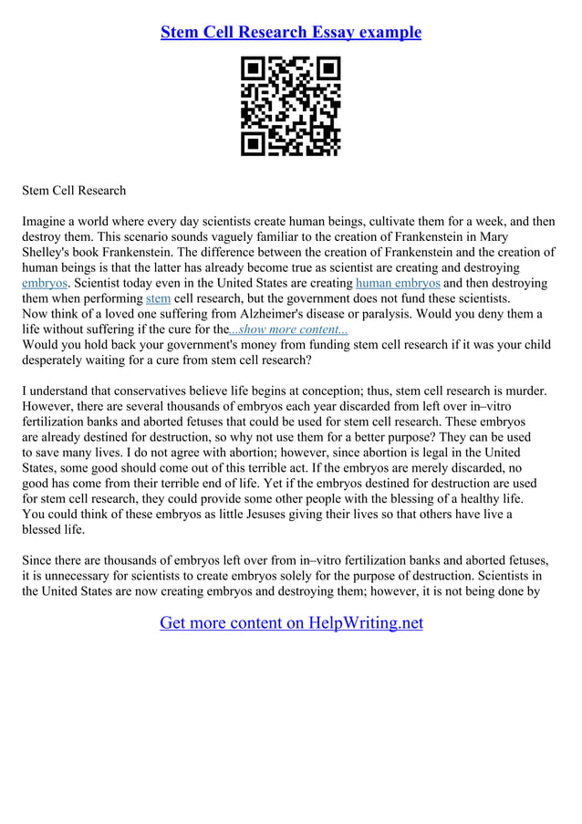 Stem Cell Essays | PDF