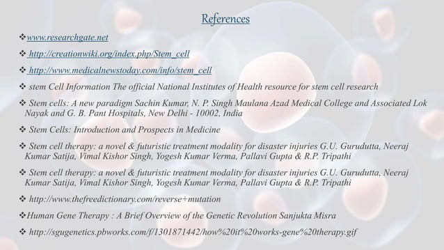 Stem cell therapy & gene therapy | PPTX | Blood Disorders | Diseases and Conditions