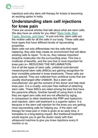 Stem Cell Injection Treatment for Knee Pain: A Path to Relief | PDF