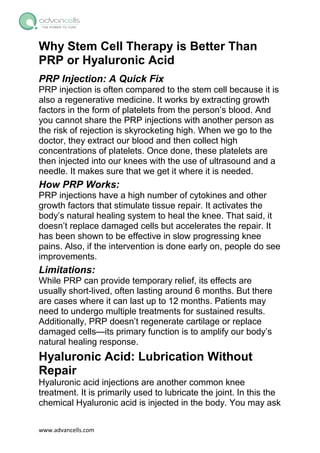 Stem Cell Injection Treatment for Knee Pain: A Path to Relief | PDF