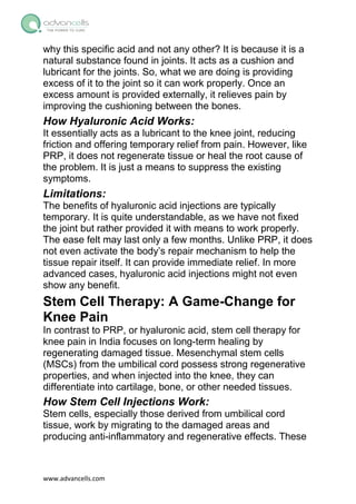 Stem Cell Injection Treatment for Knee Pain: A Path to Relief | PDF
