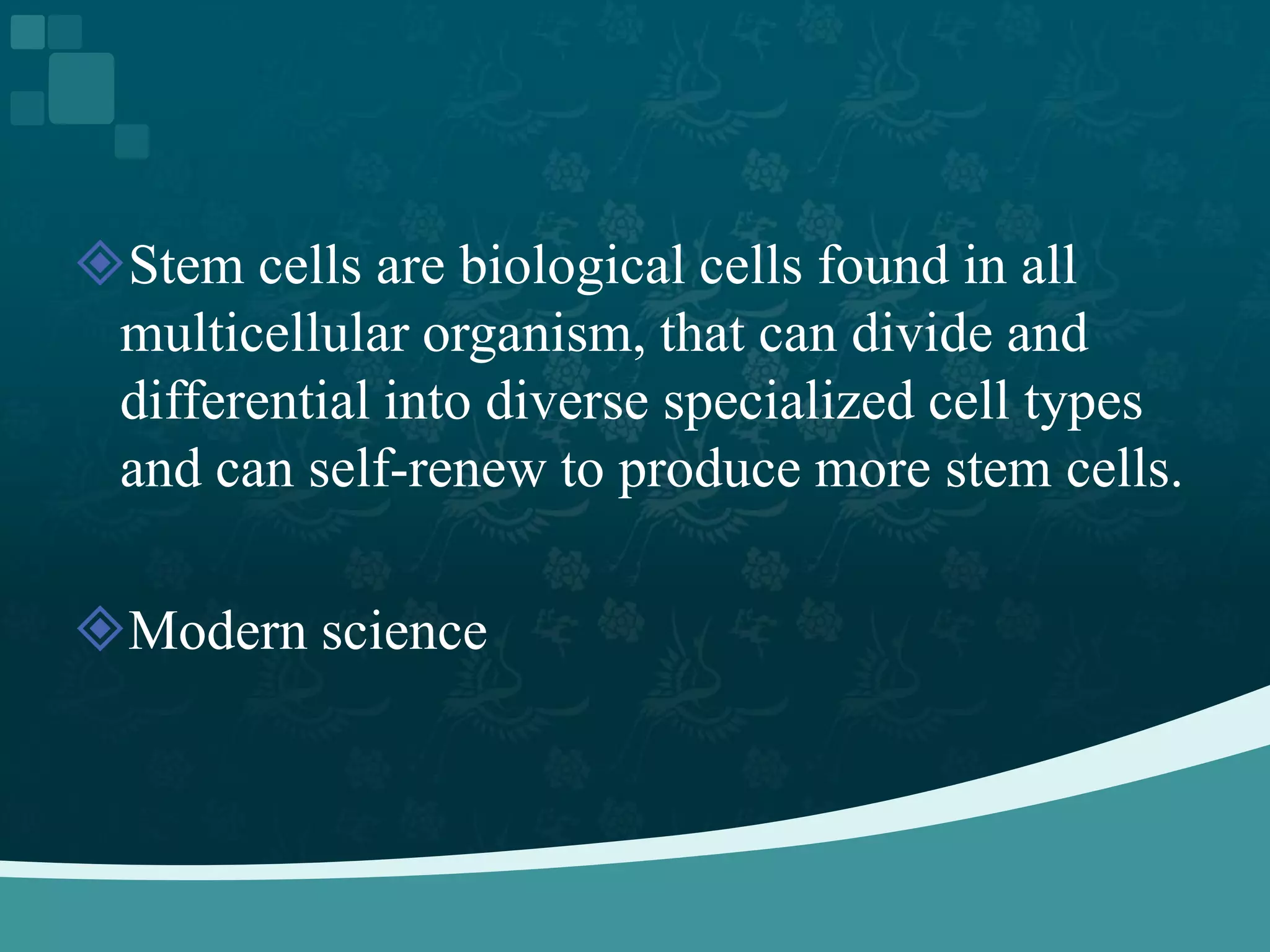 Stem cell research | PPTX | Biological Sciences | Science