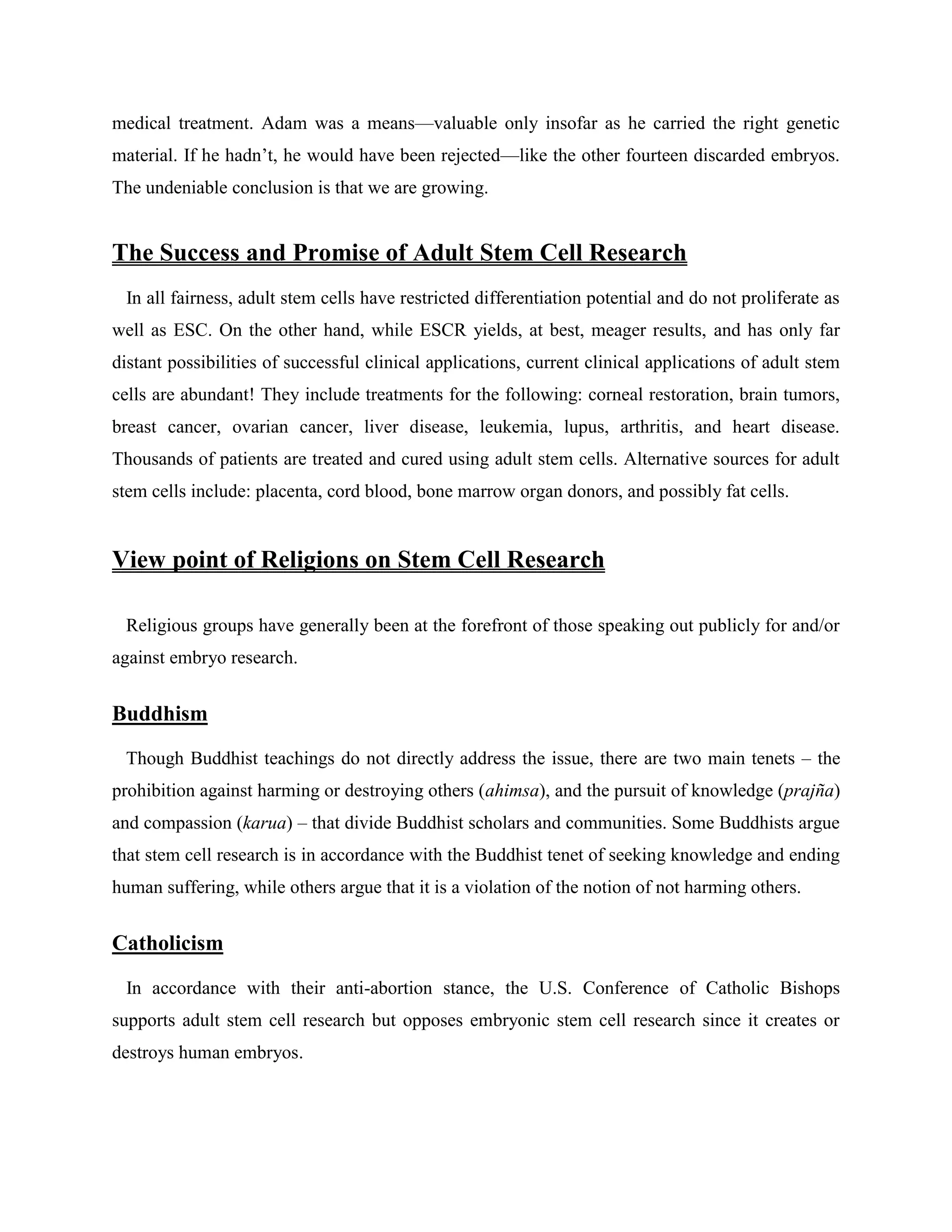 Stem Cell Research & Related Ethical Issues | PDF