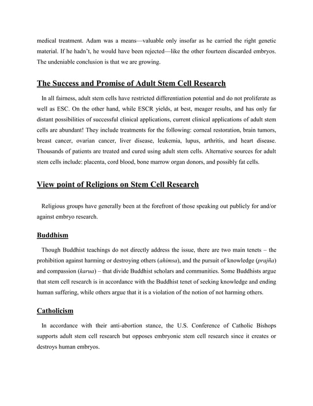 Stem Cell Research & Related Ethical Issues | PDF