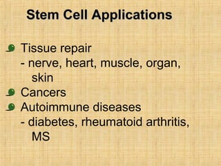 Stem cells | PPT | Biological Sciences | Science