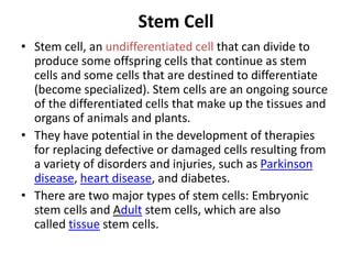 Stem cells and its application | PPTX
