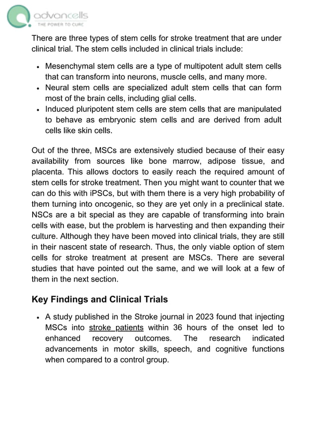 Stem Cells for Stroke Treatment: A Promising Frontier in Regenerative ...