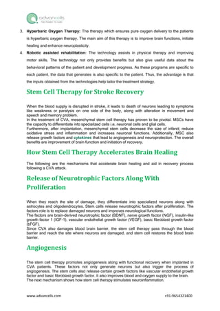 Stem Cells in Stroke Recovery: Accelerating Brain Healing Naturally | PDF