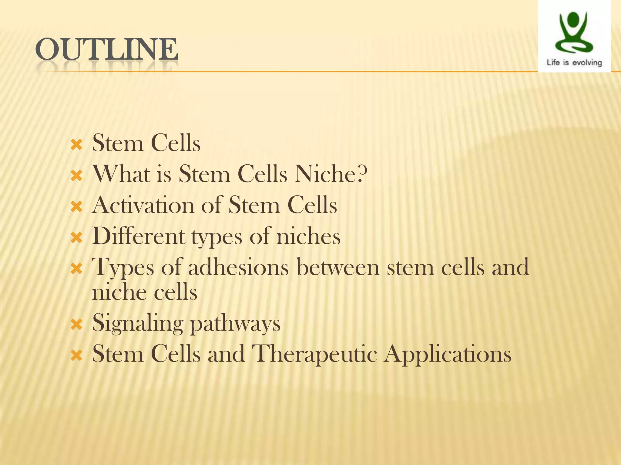 Stem cells niche and therapeutic applications | PPTX