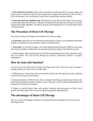 Stem Cell Therapy: How It Works and Its Potential Benefits | PDF