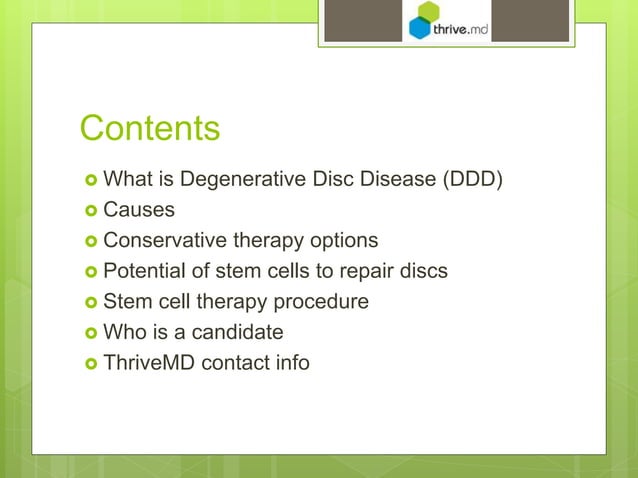 Stem cell therapy for Degenerative Disc Disease | PPT
