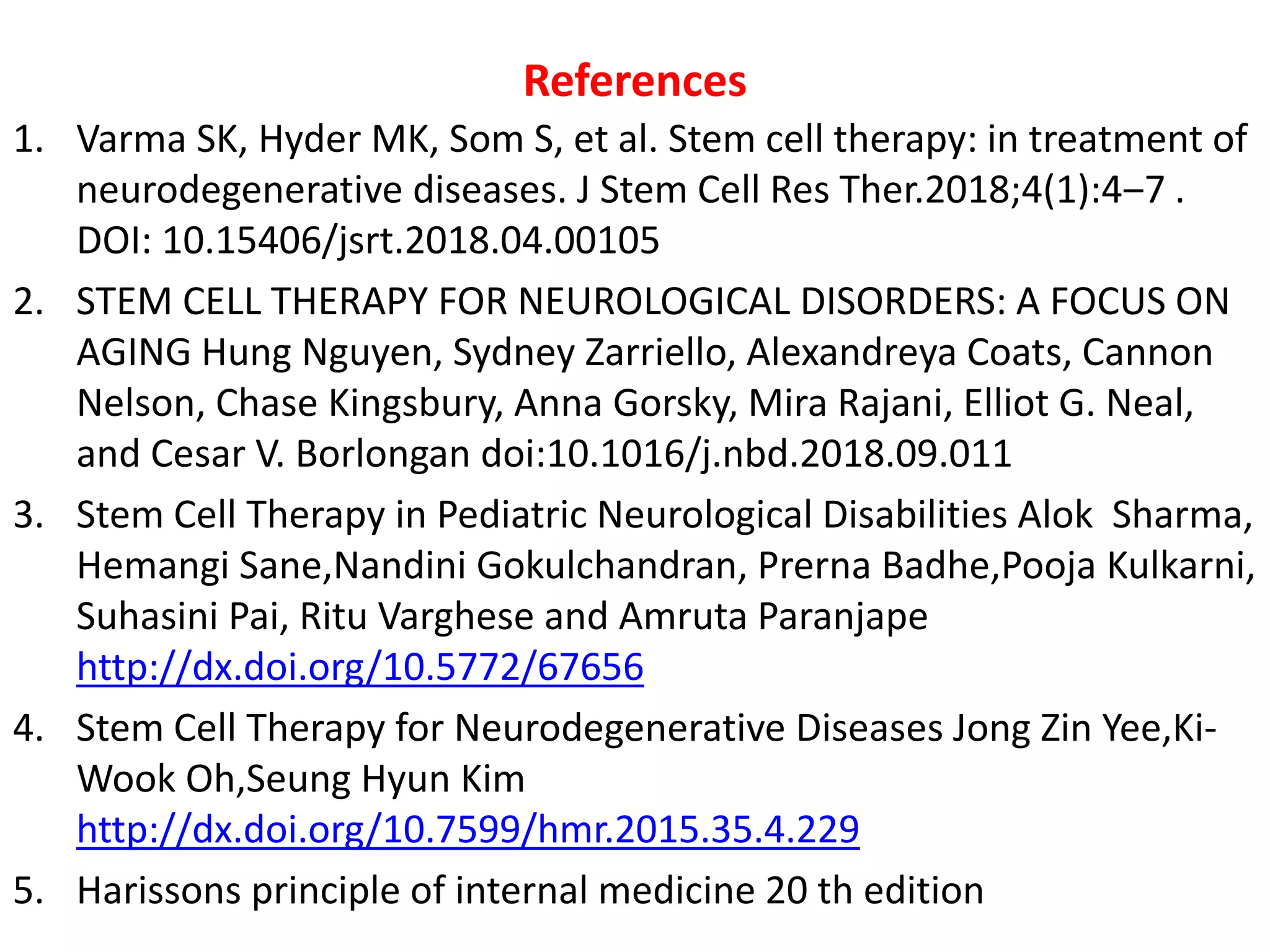 Stem cell therapy neurological disorders | PPTX