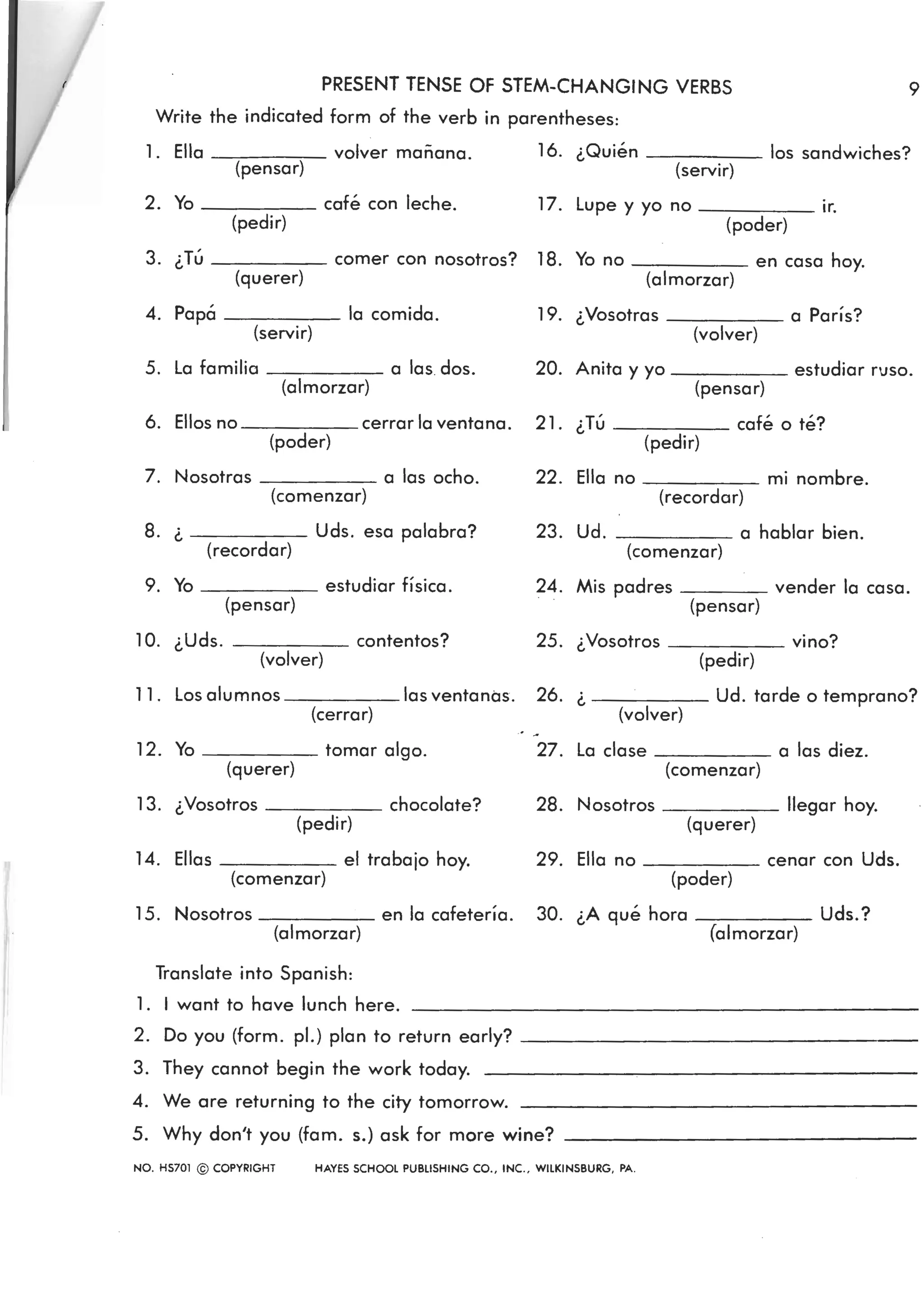 1A Stem Changing Verbs | PDF