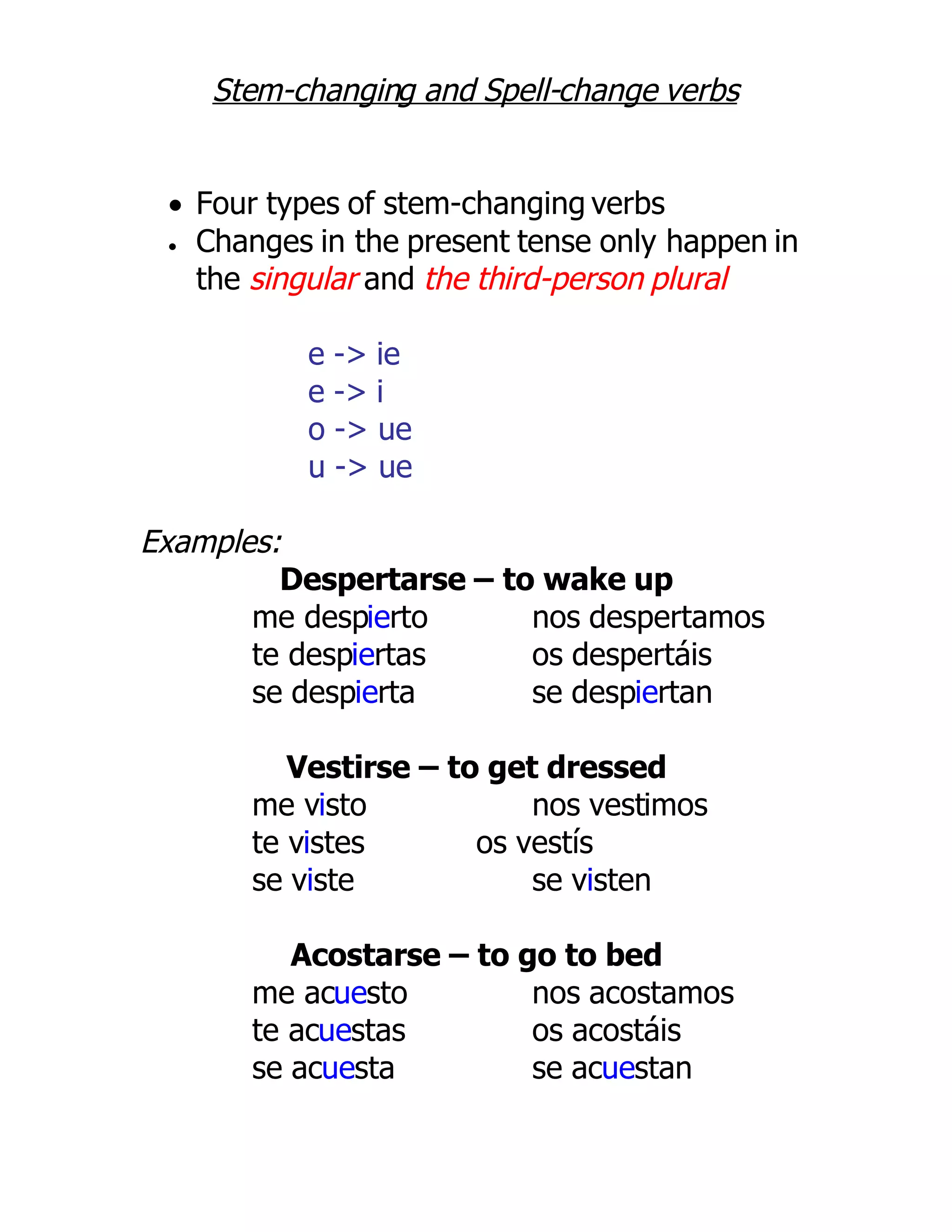 Stem Changing Verbs | PDF