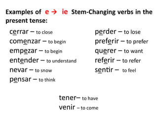 Stem changing Verbs | PPT