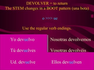 Stem changing verbs | PPT | Education