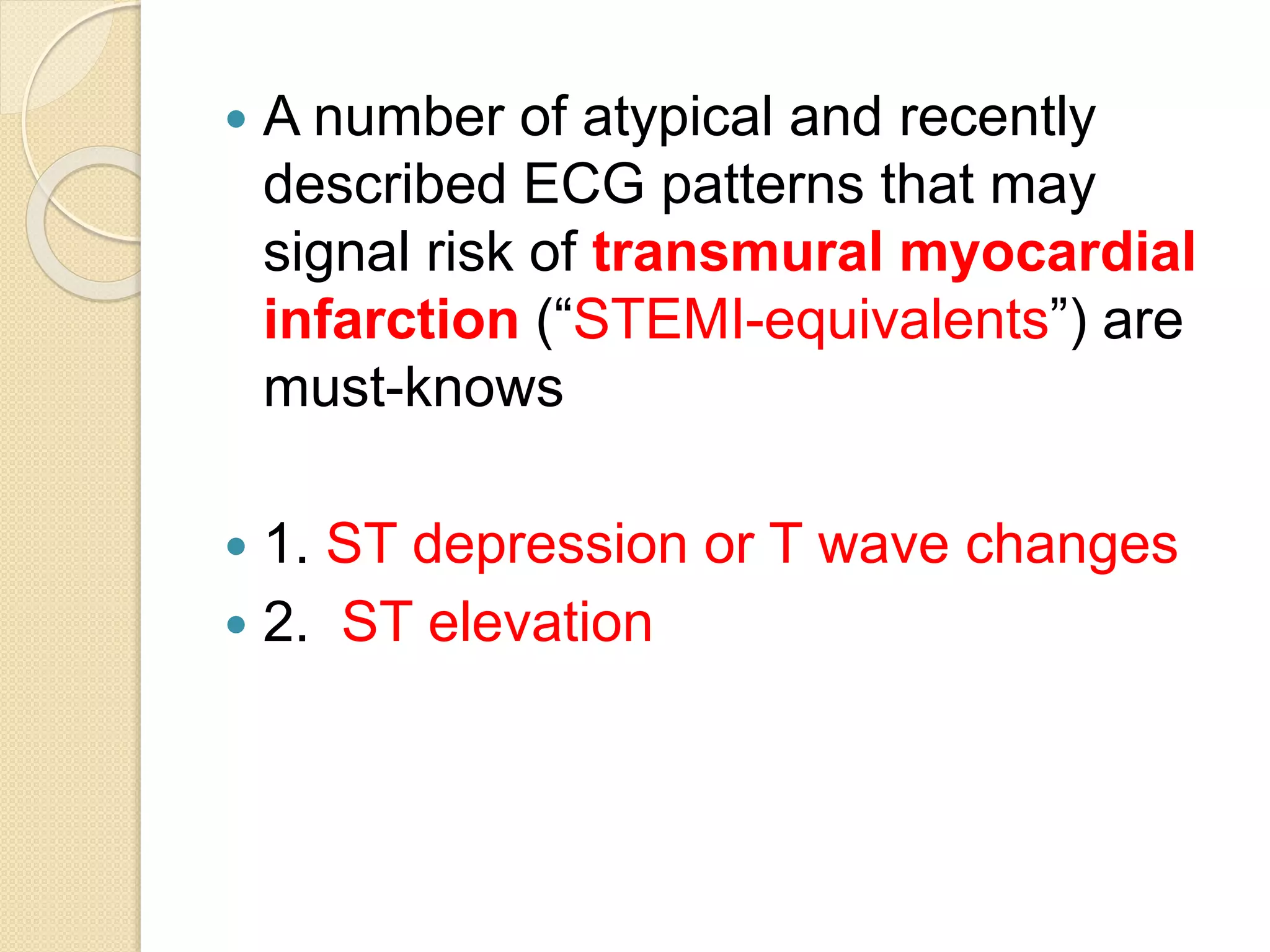 STEMI equivalents- ECG update | PPTX
