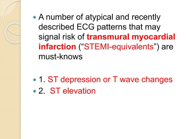 STEMI equivalents- ECG update | PPTX | Heart and Cardiovascular ...