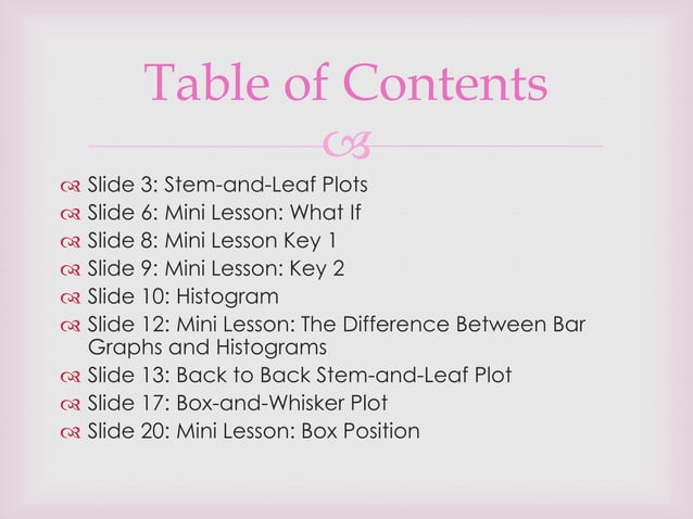Stem & leaf plots + histograms | PPTX