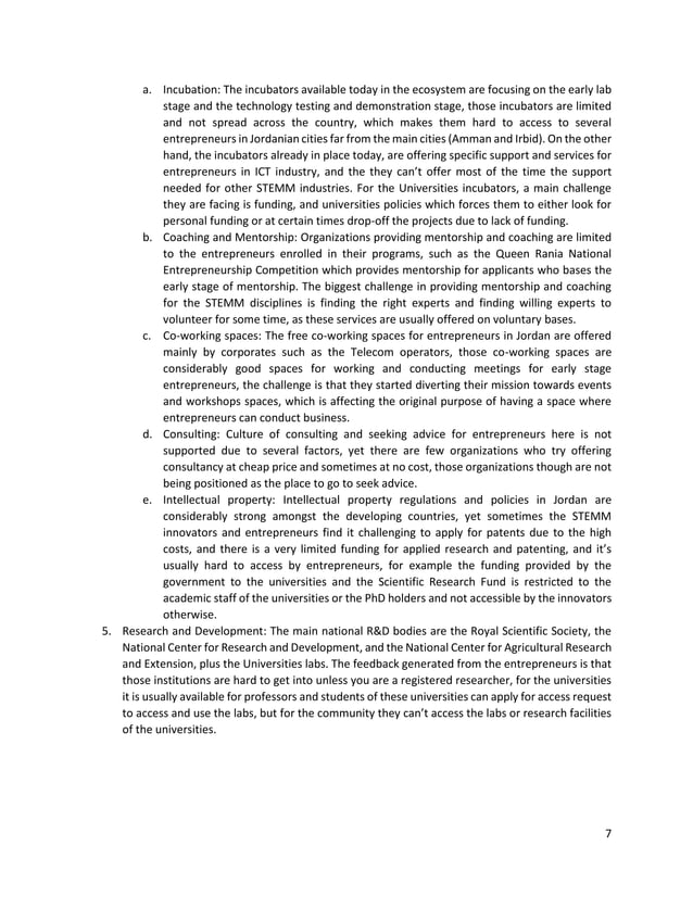 Stemm disciplines in Entrepreneurship - Jordan | PDF