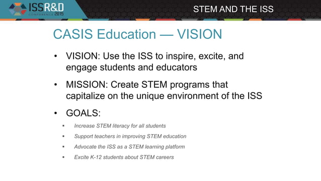 STEM on the ISS: How the ISS National Lab is Influencing Students and ...