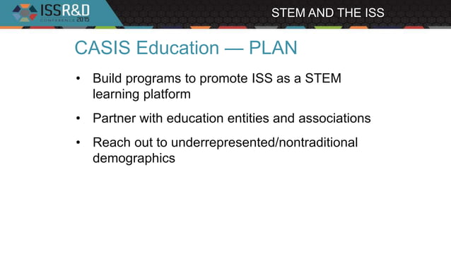 STEM on the ISS: How the ISS National Lab is Influencing Students and ...