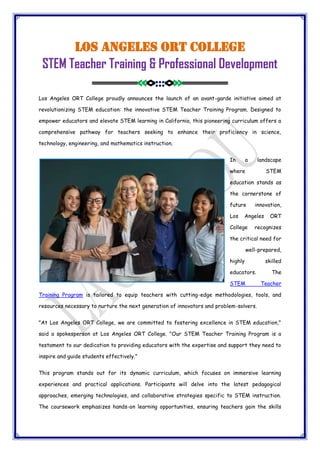 STEM Teacher Training Development Programs | PDF