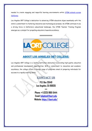 STEM Teacher Training Development Programs | PDF