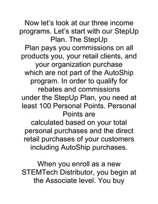 Stemtech income plan ++ | PDF