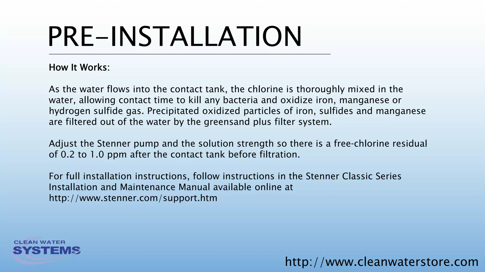 Stenner Pump Chlorinator Installation and Start Up Guide | PPTX