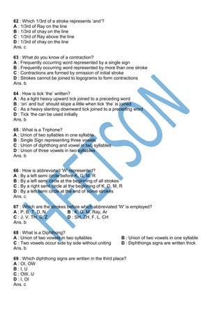 Steno English ITI Questions and Answers Stenographer | PDF