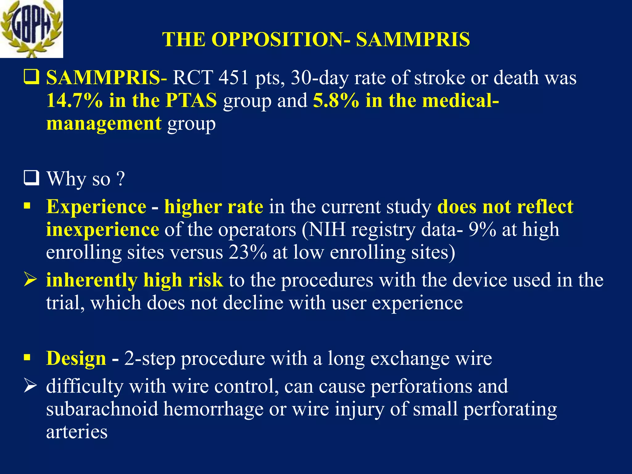 Stenting vs medical management in intracranial stenosis | PPTX
