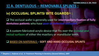 STENTS AND SPLINTS IN PROSTHODONTICS | PPTX