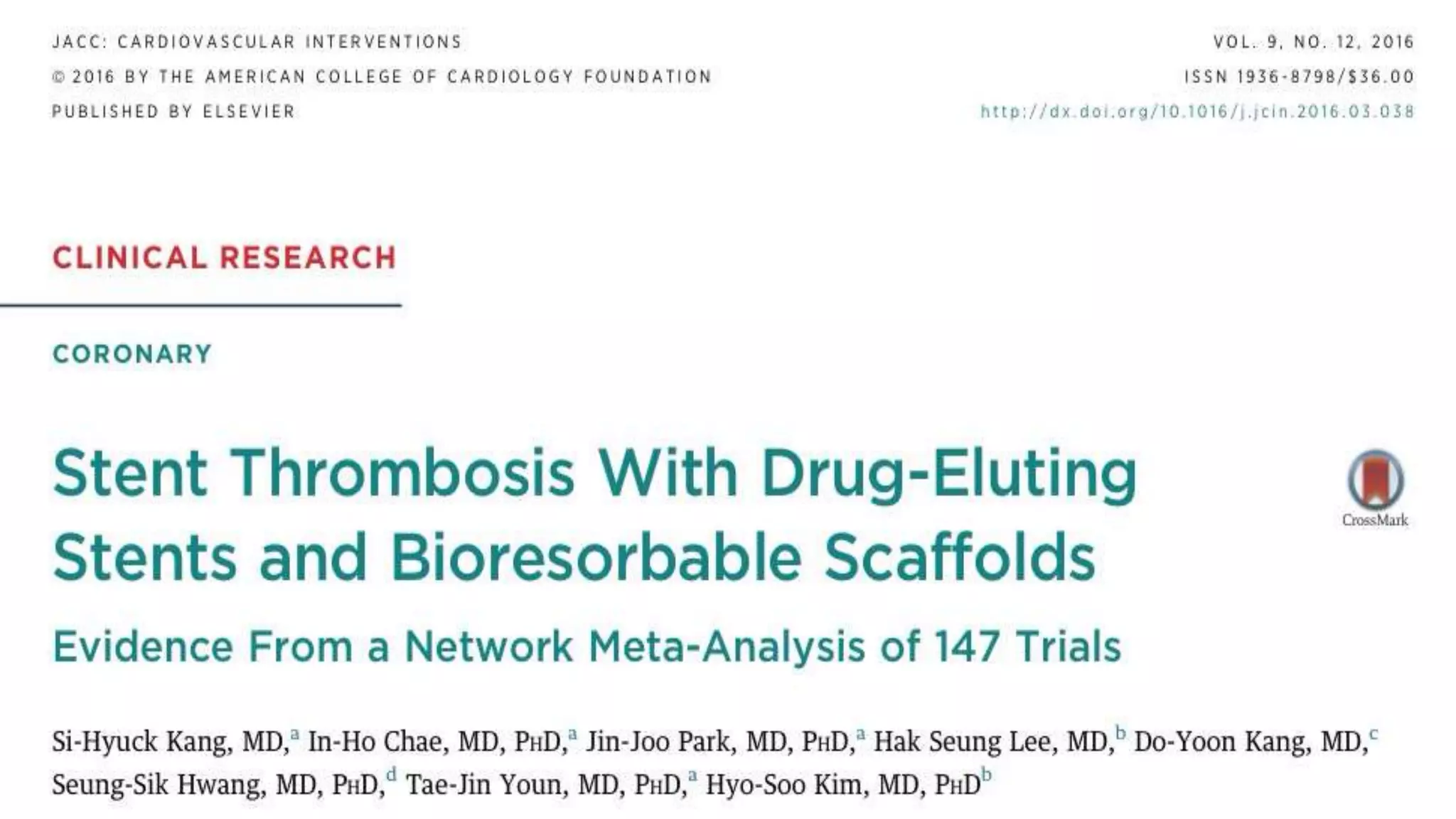 Coronary Stent thrombosis,comparisons between stents.Bioreabsorbable ...