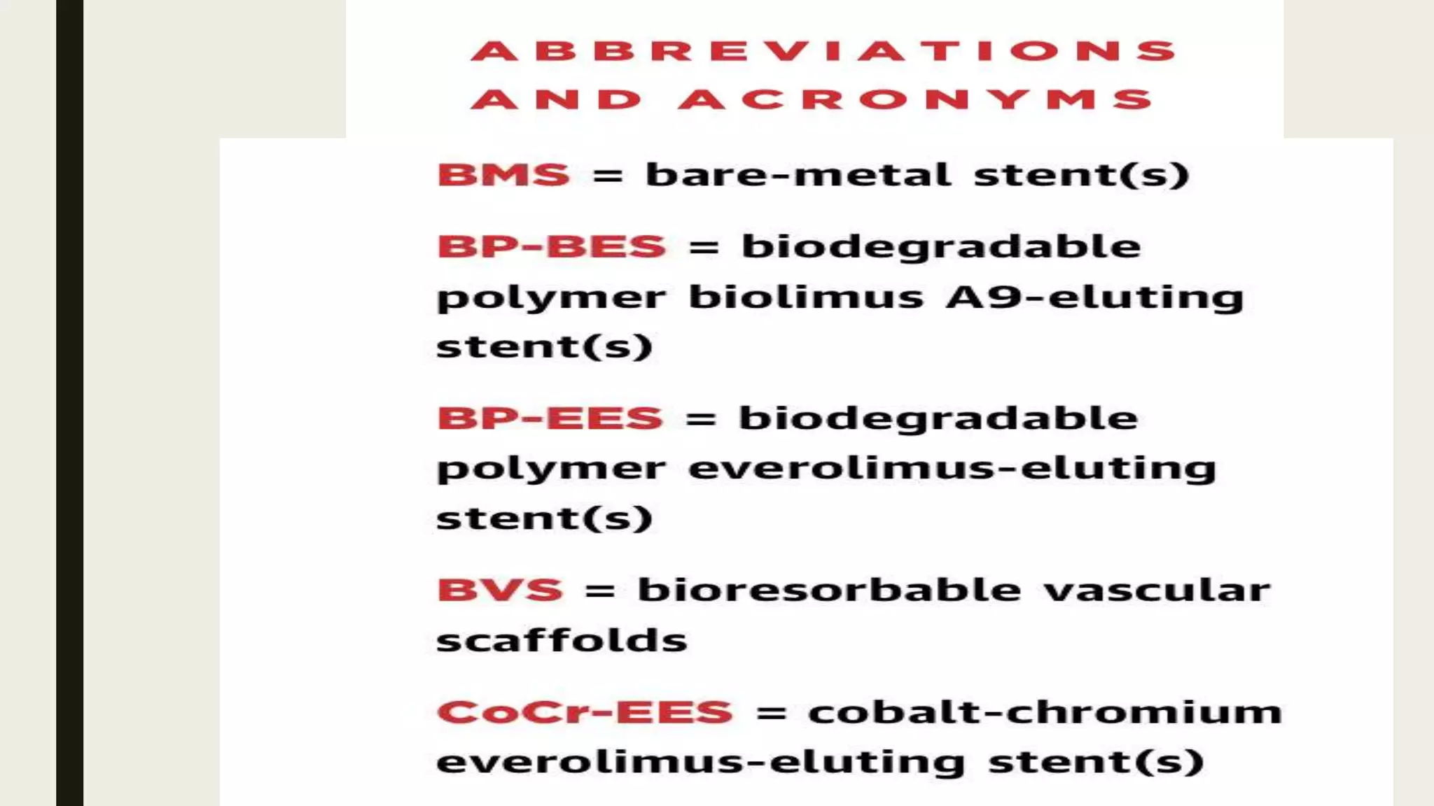 Coronary Stent thrombosis,comparisons between stents.Bioreabsorbable ...