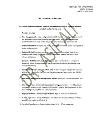 Step 1 PMDC paper compiled by Dr. Asif ali | PDF