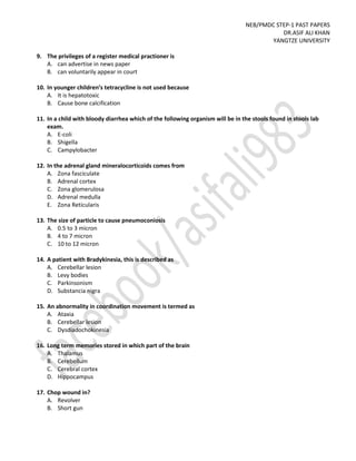 Step 1 PMDC paper compiled by Dr. Asif ali | PDF